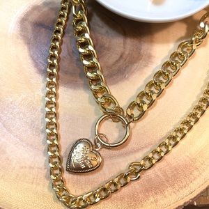 Jewelry | Gold Choker Layered Chain Necklace Heart Locket | Poshmark